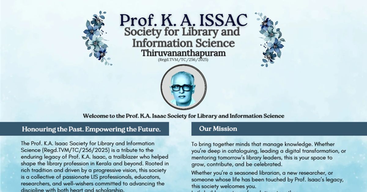 Prof K A Isaac Society for Library & Information Science